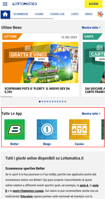 Le APP Lottomatica – Lottomatica